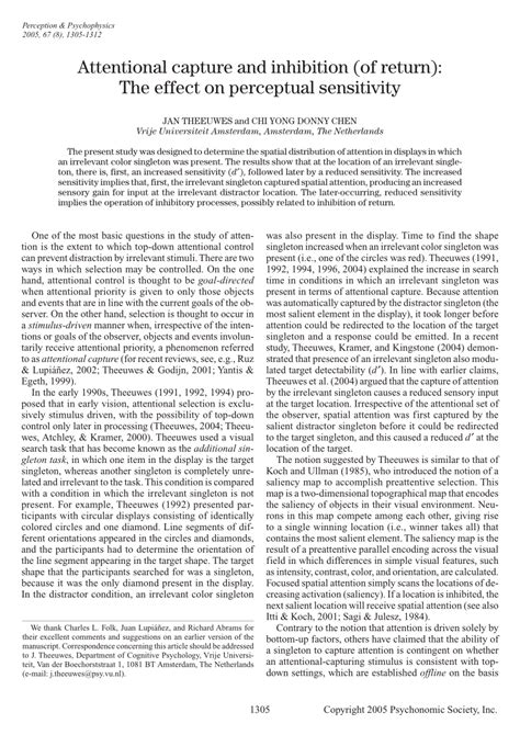 Pdf Attentional Capture And Inhibition Of Return The Effect On