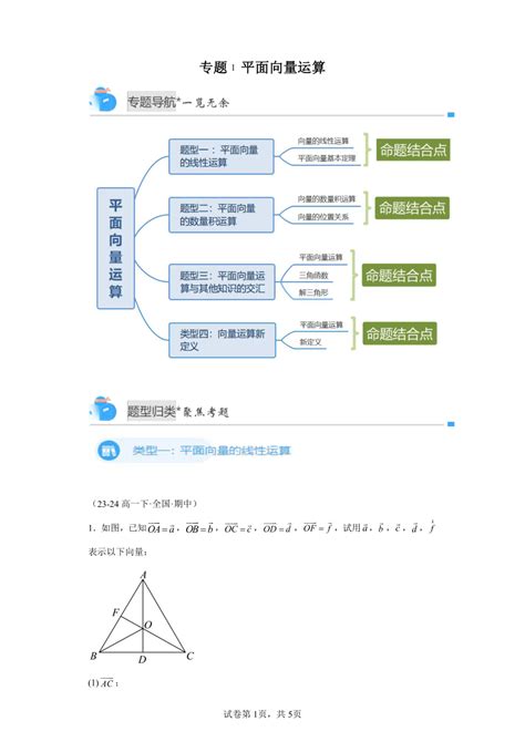 [数学]模块三解答题分类练 专题1平面向量运算 含解析 高一第二学期数学人教a版 2019 期中专题复习 试卷下载预览 二一课件通