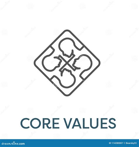 Core Values Outline Icon W Person And Collaborating Thinking I Stock Vector Illustration Of