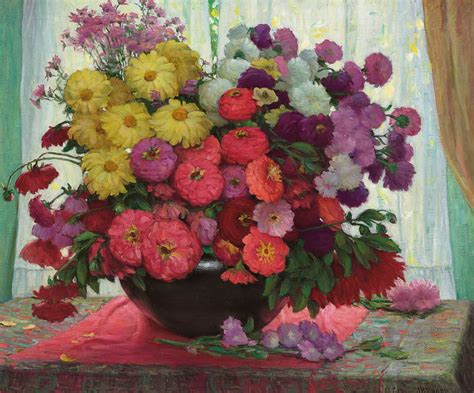 Bowl Of Flowers By Joseph Henry Sharp Buy Fine Art Print