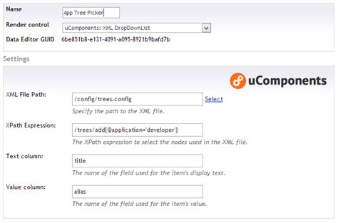 Xml Dropdownlist Ucomponents