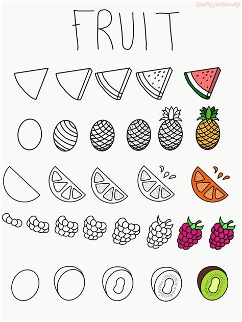 Fruit Doodles How To How To Draw Fruit Doodles Doodling Orange Watermelon Raspberry