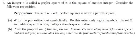solved 5 an integer n is called a perfect square iff it is