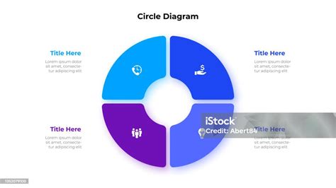 4개의 세그먼트로 나눈 원형 다이어그램입니다 비즈니스 프로젝트 관리의 네 가지 옵션의 개념 데이터 분석 시각화를 위한 벡터 그림 4에 대한 스톡 벡터 아트 및 기타 이미지