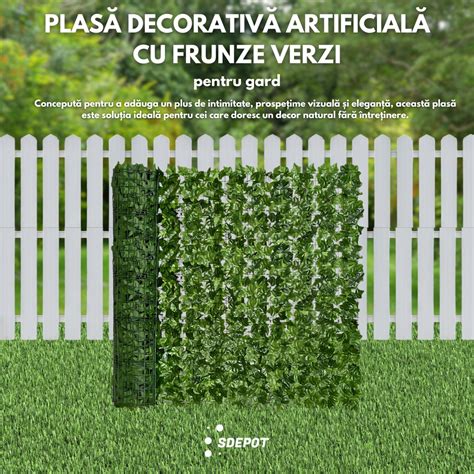 Rola Din Frunze Artificiale Sdepot® Pentru Efect De Gard Viu Potrivit Atat In Exterior Cat Si