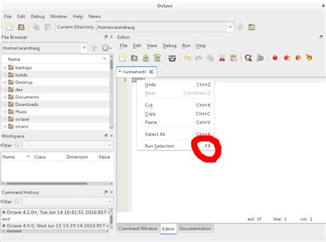 Shorcut For `run Line S ` In Octave Matlab Stack Overflow
