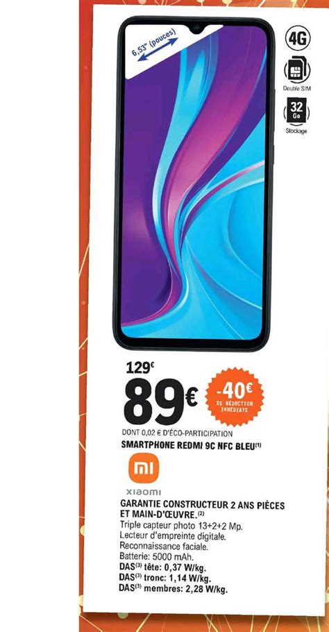 Promo Smartphone Redmi C Nfc Bleu Xiaomi Chez E Leclerc Icatalogue Fr