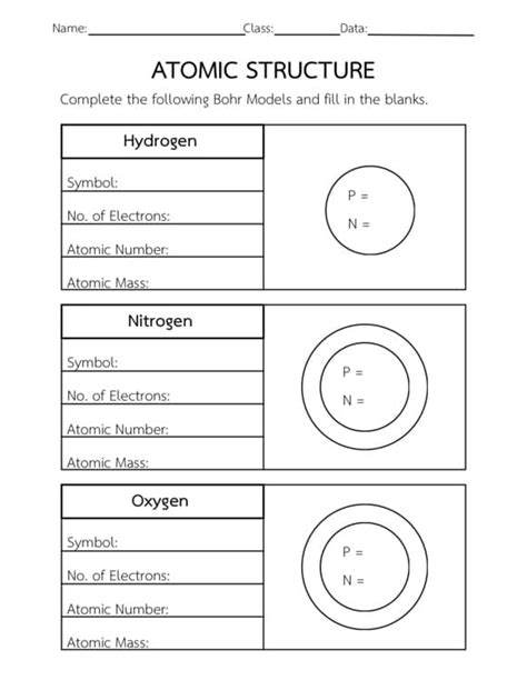 Atomic Structure Worksheets Bohr Model Practice By Ismepang00 Tpt