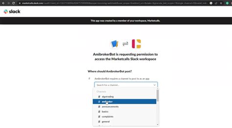 creating an amibroker bot which send messages to slack with the help of