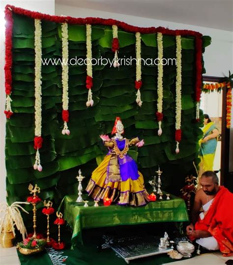 Varalakshmi Vratham Pooja Decoration | Flower decorations diy, Varalaxmi pooja decoration ideas ...