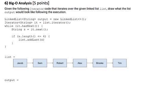 Solved 6 Big O Analysis 5 Points Given The Following