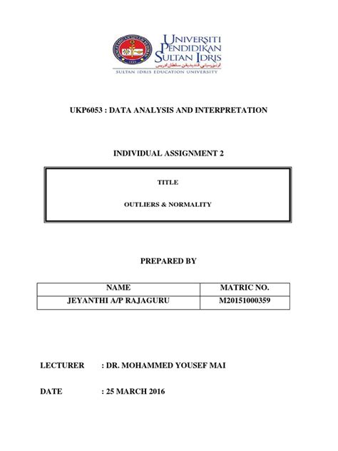 Assignment 2 Outliers And Normality Pdf P Value Outlier