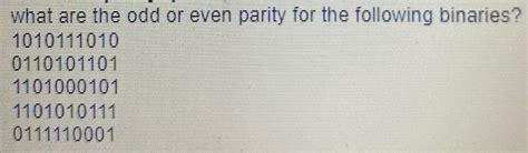 Solved What Are The Odd Or Even Parity For The Following