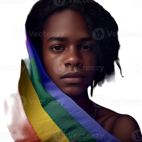 Woman Activist For Lgbtq Rights With Rainbow Flag Cartoon