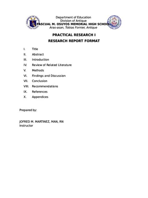 Practical Research Format Pdf