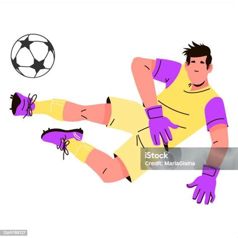 축구 나 축구 선수 골키퍼는 공을 걷어차 벡터 일러스트 고립 Championship에 대한 스톡 벡터 아트 및 기타 이미지 Championship 경기 스포츠 골인