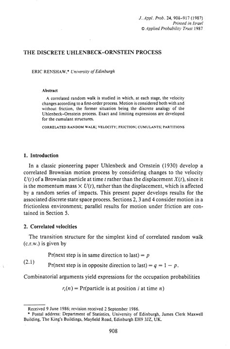 Pdf The Discrete Uhlenbeck Ornstein Process