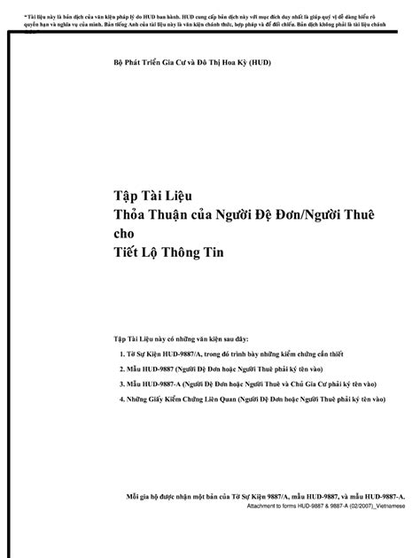 Fillable Online hud Attachment to forms HUD-9887 9887-AVietnamese Fax ...