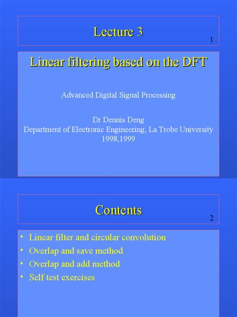 Linear Filtering Using Dft Pdf Discrete Fourier Transform Signal