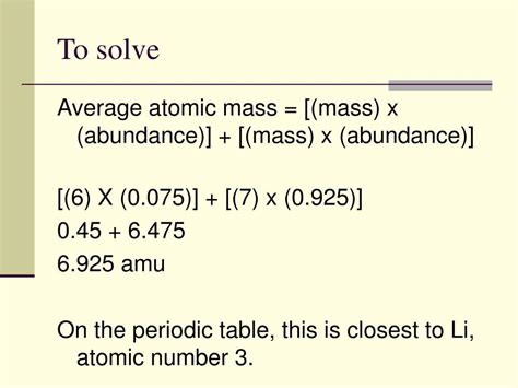 PPT Calculating Average Atomic Mass PowerPoint Presentation Free