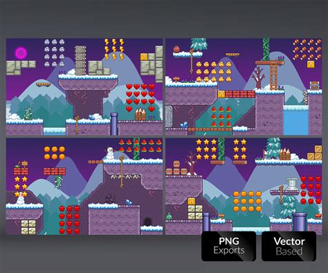Uvector Platformer Tileset Snow 1 Game Art Partners