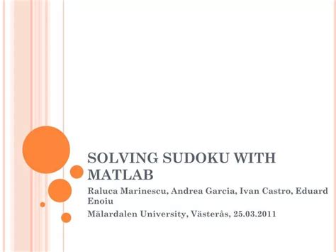 Ppt Solving Sudoku With Matlab Powerpoint Presentation Free Download Id2788042