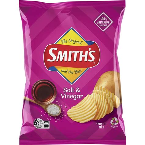 Smiths Crinkle Cut Salt And Vinegar Potato Chips 170g Bunnasia