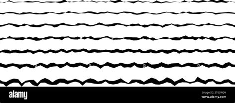 Jagged Rough Lines Set Black Scribble Stroke Border Collection Grunge