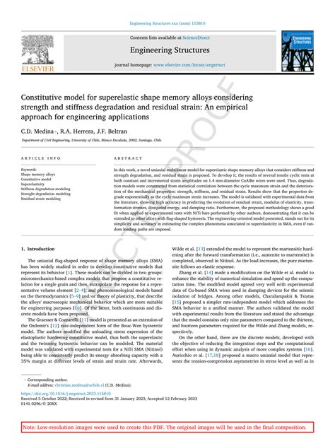 Pdf Constitutive Model For Superelastic Shape Memory Alloys Considering Strength And Stiffness