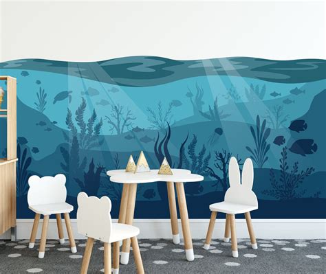 Ocean Wall Mural Under The Sea Nursery Decor Nursery Etsy Uk