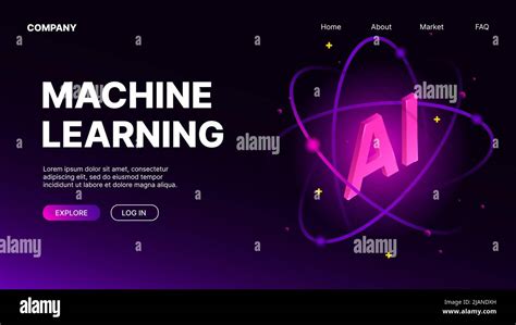 Machine Learning AI Web Banner Landing Page Template Vector Illustration Stock Vector Image