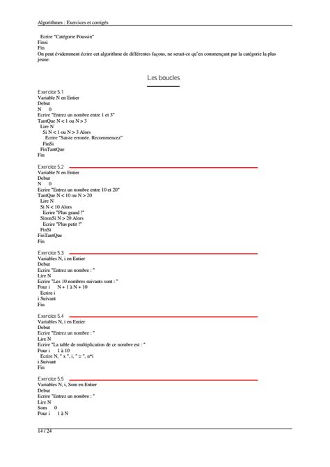 Exercices Et Corriges Dalgorithmique الملفات ويتود