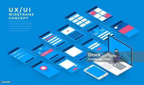 Ux Ui Flowchart Mockups Mobile Application Concept Isometric Flat Design Vector Illustration