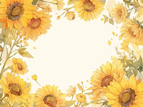 明るいひまわりが咲くフレーム｜イラスト・フリー素材なら「シンテリ」