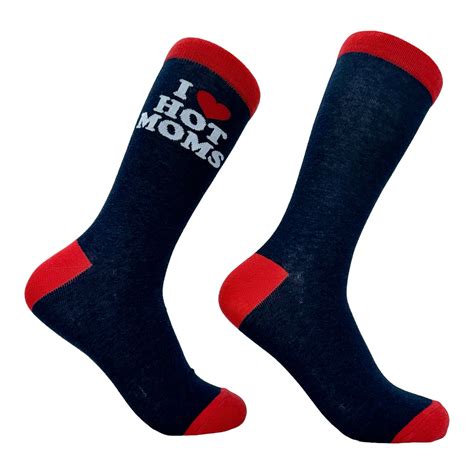 Mens I Heart Hot Moms Socks Funny Sarcastic Flirting With Mothers Jok