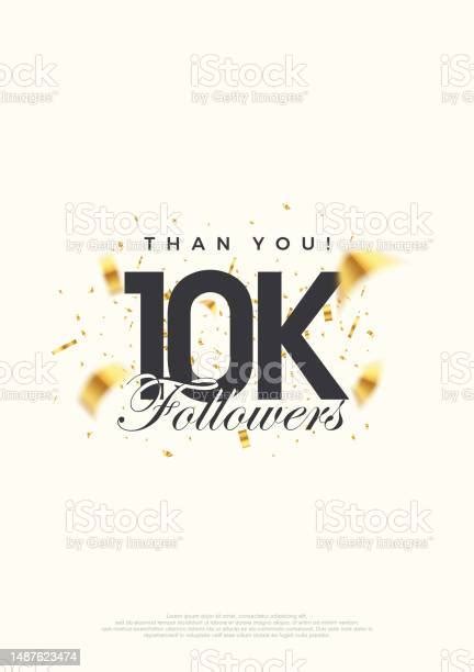 10k 팔로워 번호 포스터 소셜 미디어 게시물에 대한 인사말 배너 10000미터에 대한 스톡 벡터 아트 및 기타 이미지 10000미터 Number 1000 감사합니다