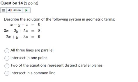 Solved Question 14 (1 ﻿point)Describe the solution of the | Chegg.com