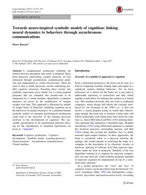 Towards Neuro Inspired Symbolic Models Of Cognition Linking Neural Dynamics To Behaviors