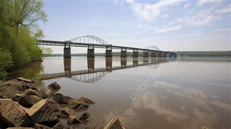 바위가 있는 강 위의 매우 긴 다리 사진 미시시피 강 배경 일러스트 및 사진 무료 다운로드 Pngtree