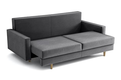 Kanapa Rozkładana Trzyosobowa Derban Z Pojemnikiem Ciemnoszara Welur Hydrofobowy Selsey