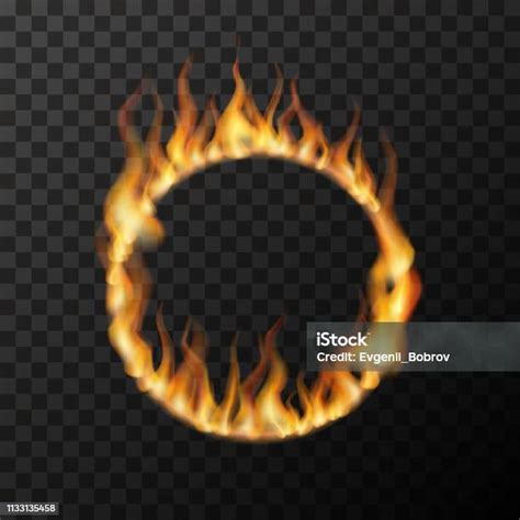 Api Realistis Terang Dalam Bentuk Lingkaran Pada Transparan Ilustrasi Stok Unduh Gambar
