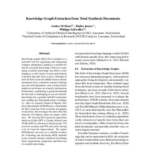 Knowledge Graph Extraction From Total Synthesis Documents Acl Anthology