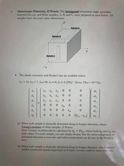 Solved 5 Anisotropic Elasticity 13 Points The Hexagonal