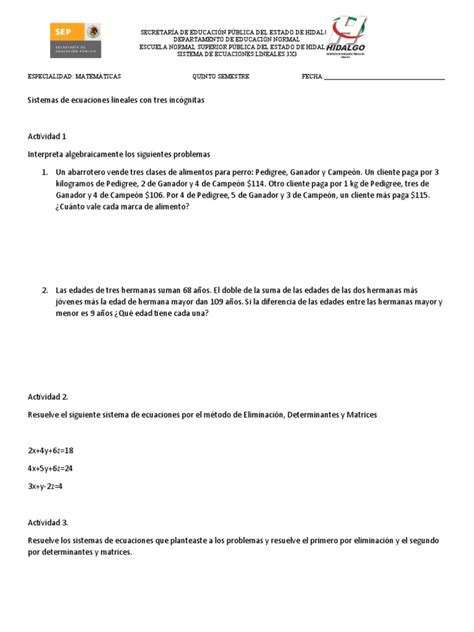9 Ecuaciones Lineales 3x3 Pdf