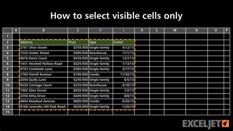 How To Select Visible Cells Only YouTube