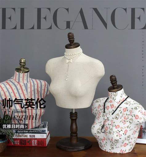 드레스 폼 패브릭 커버 하프 바디 여성 마네킹 모델 몸통 나무 및 스테인레스 스틸 스탠드 브래지어 목걸이 스카프 디스플레이