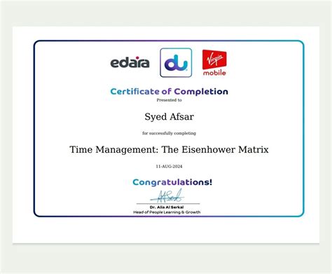 Syed Azhar On Linkedin Completed Training For Time Management Ai And