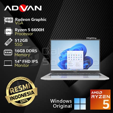 Jual Advan Workplus Ryzen H Gb Ssd Gb Ram Silver Laptop Notebook Shopee Indonesia
