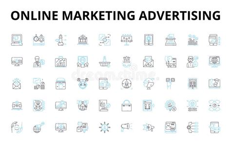 Online Marketing Advertising Linear Icons Set Strategy Targeting Analytics Engagement