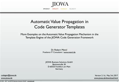 Automatic Value Propagation In Code Generator Templates Ppt